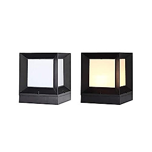 MODEBHD Modern Black Outdoor IP54 Waterproof Landscape Column Light Energy Saving Rustproof Die-cast Aluminum Patio Post Light Square Fence Guardrail Doorway Porch Pillar Lamp Traditional Landscape Li