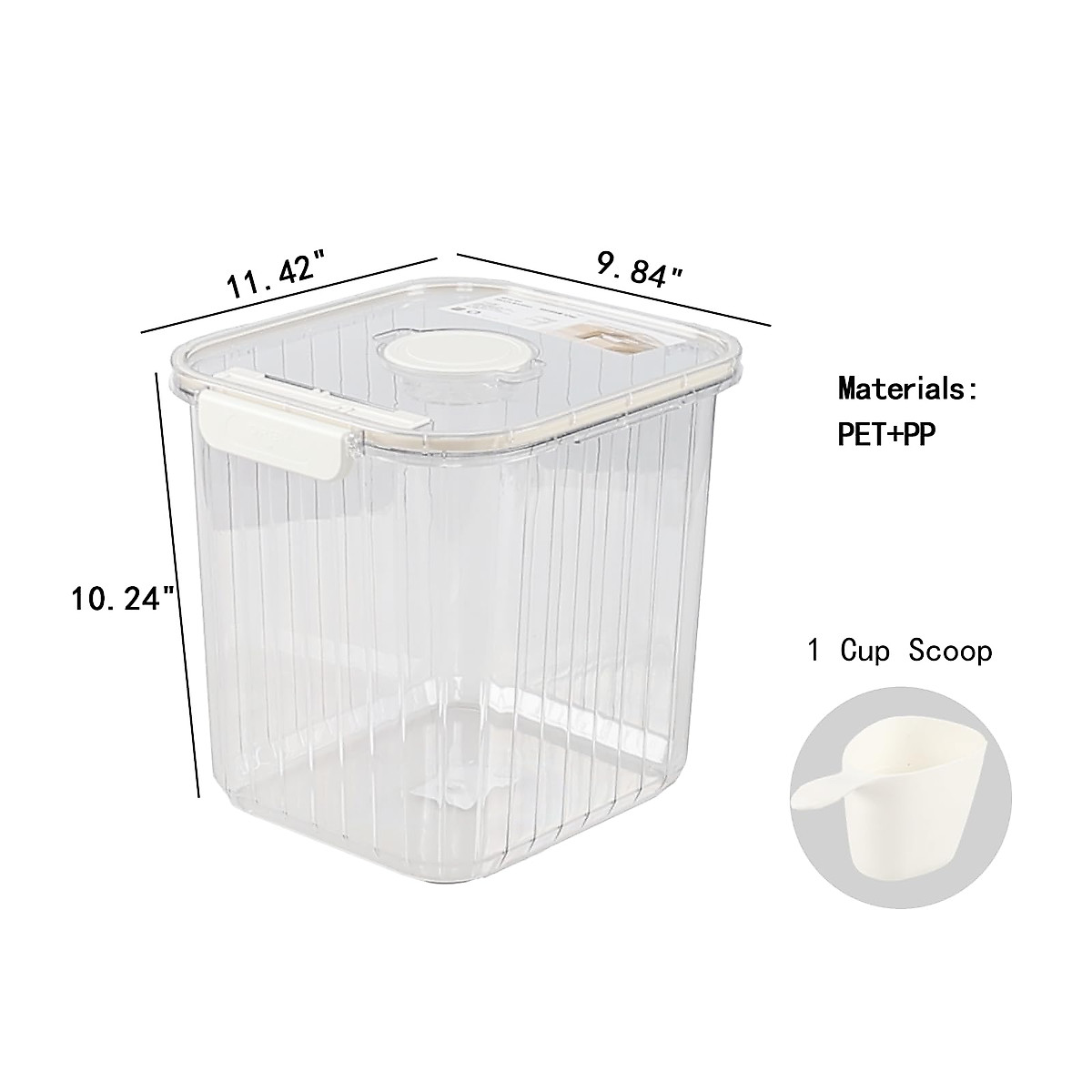 Waikhomes Airtight Food Storage Containers, BPA Free Plastic Square Keeper Container for Flour, Sugar, Baking Supplies, with Measuring Cup