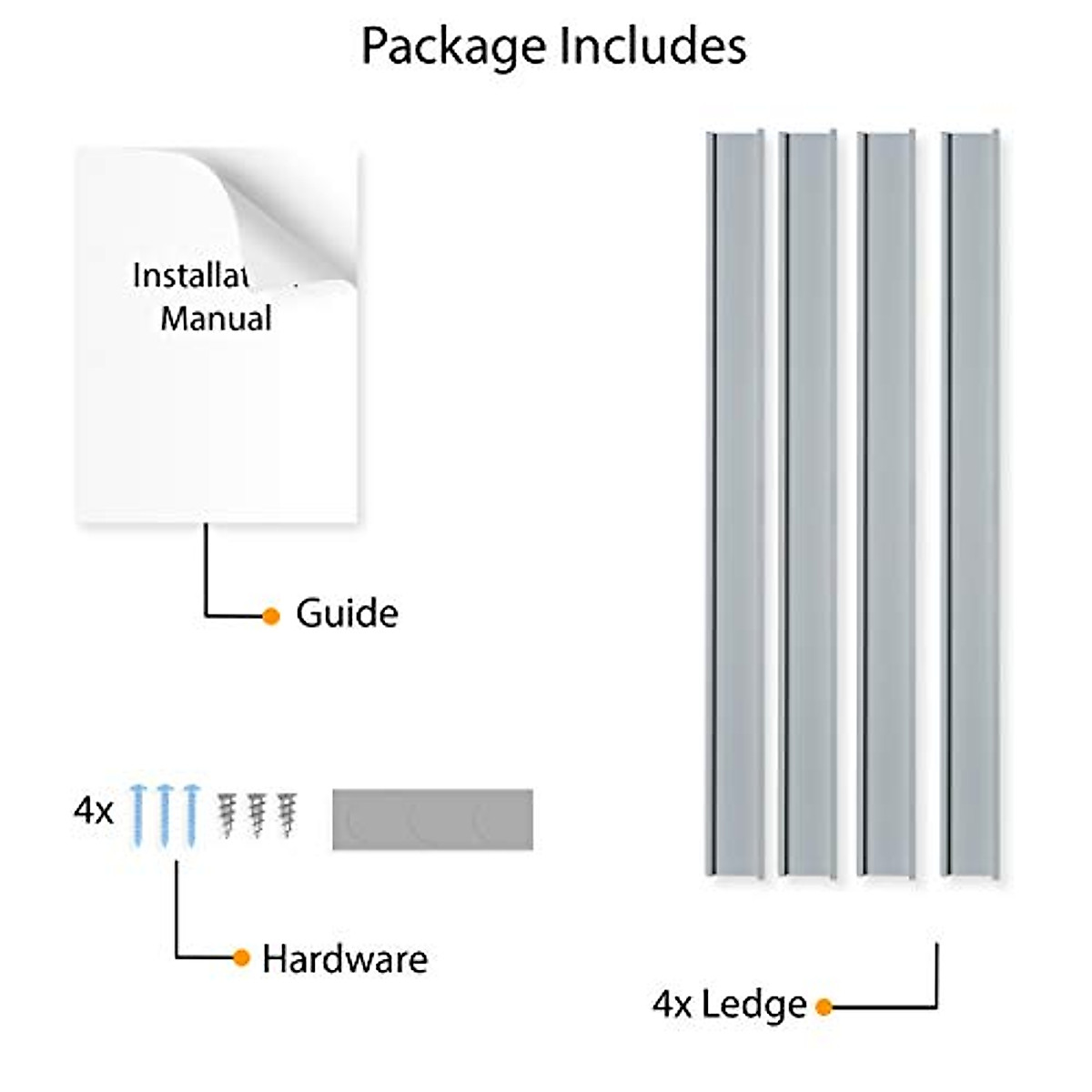 Wallniture Denver 46" Floating Shelves for Wall, Floating Bookshelf for Kids Room, Gray Kids Room Shelves, Wall Bookshelf for Living Room Decor, Nursery Shelves, Picture Ledge Shelf Set of 4