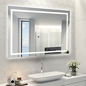 LUSPAZ Led Bathroom Mirror for Wall 40x30 Inch with Front and Backlit Lights, Double LED Vanity Mirror with Lights, Anti-Fog, Shatter-Proof, Memory, Stepless Dimmable Wall Mirrors