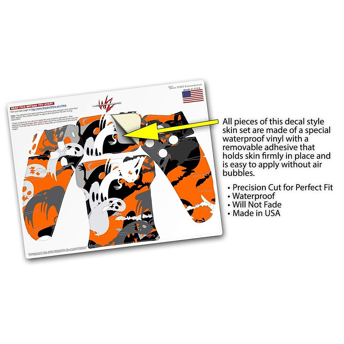 WraptorSkinz Skin Wrap compatible with Sony PS5 DualSense Controller Halloween Ghosts (CONTROLLER NOT INCLUDED)