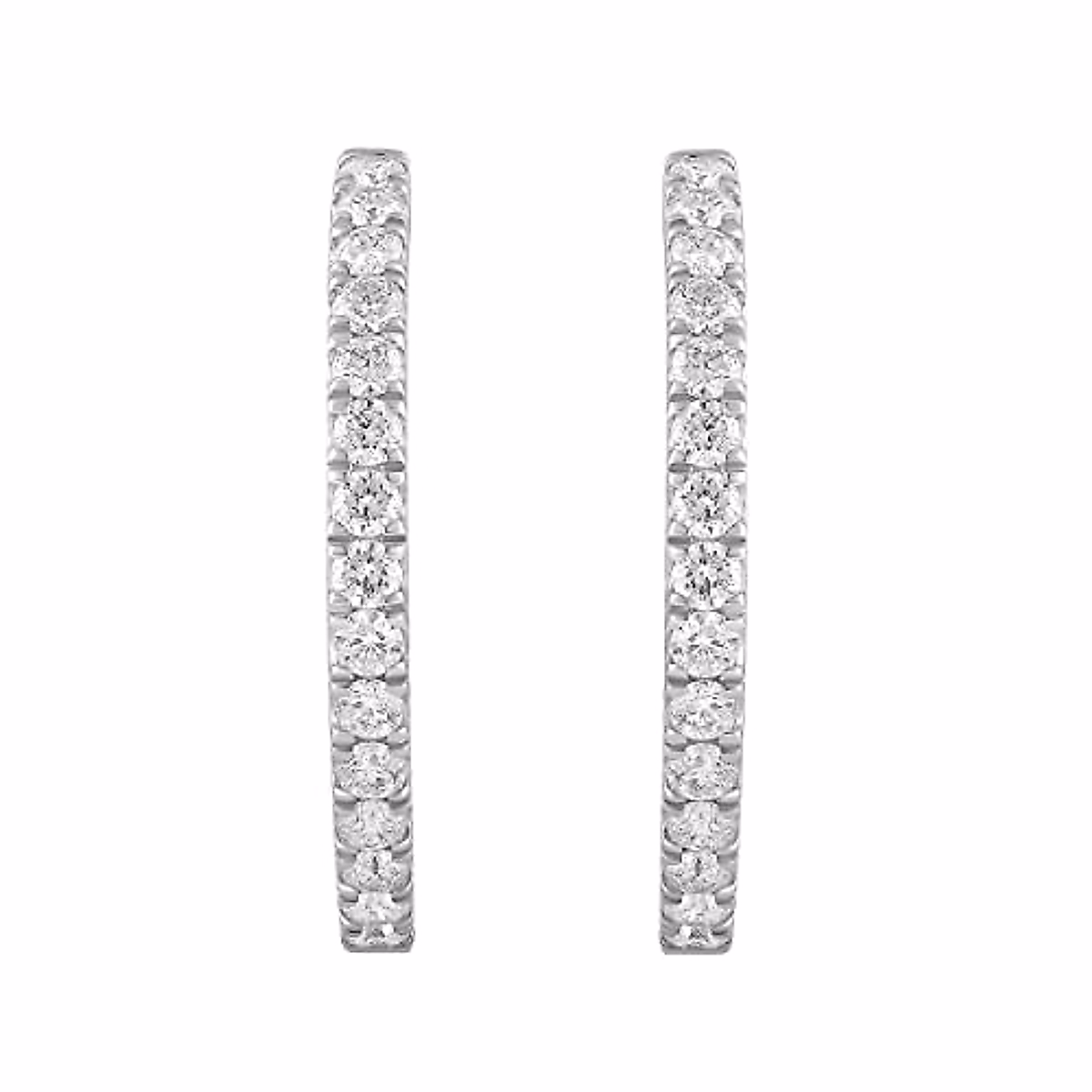 La4ve Diamonds 2.00 Carat Diamond Sterling Silver Hoop Earrings for Women,Inside Out Round Cut Pave Lab Grown Diamond Earings (J, VS-SI) Fine Jewelry for Girls, Gifts for Women