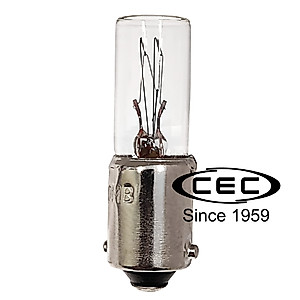 CEC Industries 120MB Light Bulbs, 120V, 3W, T2.5 Shape, CC-7A Filament, BA9s Standard Base (10-Pack)