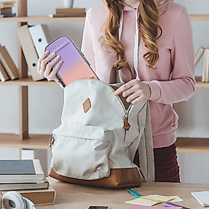 TNP Carrying Case For Nintendo Switch - Easy Carry Switch OLED Travel Case With Removable Wristlet Strap, Slim Case for Nintendo Switch with 10 Game Card Storage & 4x Thumb Grip Caps, Pink Purple
