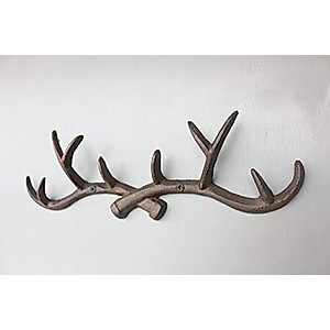 realideas Vintage Cast Iron Deer Antlers Wall Coat Hooks- Farmhouse Chic Metal Hanger Coat Rack Key Holder Jewellery Display Rack Bathroom Towels Rack Hooks(with Screws)