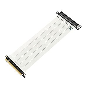LINKUP - Ultra PCIe 4.0 X16 Riser Cable [RTX4090 RX6950XT x570 B550 Z690 Tested] Shielded High-Speed Vertical Mount Gaming PCI Express Gen4┃Straight Socket (25cm / 9.8") Gen 3.0 TT Compatible┃White