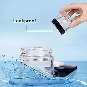 3 Pack Clear Small Glass Cosmetic Jars with Lids - 60 ml Empty Glass Makeup Containers for Sample, Cream, Lotion, Powder (2 OZ)