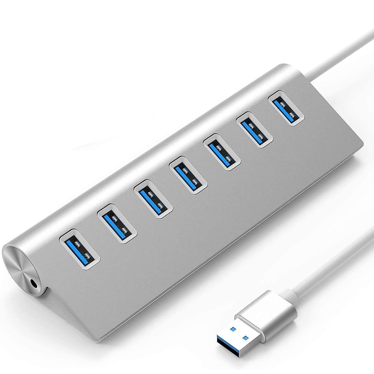 USB Hub, 7-Port Charging Interface Expansion, USB 3.0 High-Speed Data Transmission, for Desktop/Laptop Computers… (Silver)