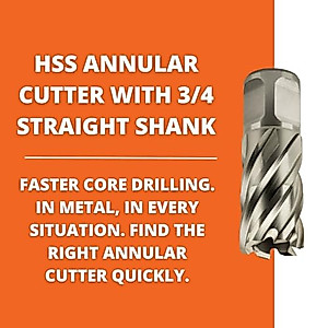 Jancy Slugger by Fein - HSS Nova Annular Cutter with Centering Pin - 3/4" Straight Shank, 1" Depth, 3/4" Diameter - 63134191041