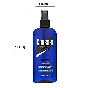 Consort Hair Spray 8 Ounce Unscented Extra Hold Pump Non-Aero (236ml) (3 Pack)