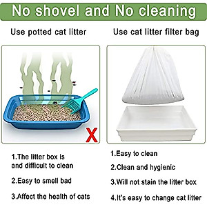 Sifting Cat Litter Box Liners Bags with Holes- Durable with Drawstring Scratch Resistant Waste (1, 36x18 Inch (Pack of 7))