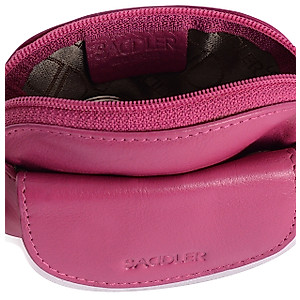SADDLER Womens Luxurious Leather Zip Top Coin Purse | Designer Ladies Change Pouch with Key Ring |Gift Boxed - Black - Magenta