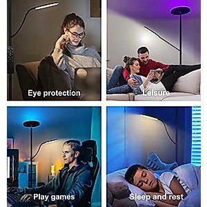 RGB LED Corner Floor Lamp, Tall Sky Torchiere Lamps, Mood Lighting with Smart APP & Remote, Color Changing Standing Floor Light, Bright Reading Lamp for Living Room Bedroom Office Gaming Party