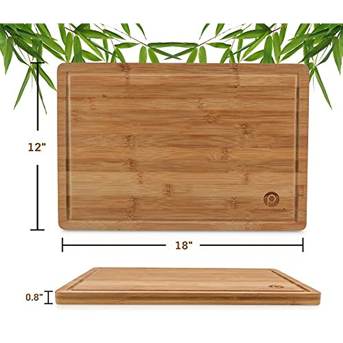 Extra Large Organic Bamboo Cutting Board for Kitchen - Wood Butcher Block - Wood Cutting Board with Juice Groove - Kitchen Chopping Board for Meat, Cheese and Vegetables, 18 x 12” - Pristine Bamboo
