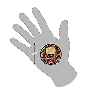 Teacher Appreciation Coin, Thank You Teacher Gift, Pass Along Pocket Token of Gratitude for Teachers and Educators, Antique Gold-Color Plated Proverbs 9:9 Challenge Coin