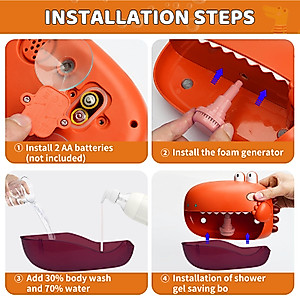 LZZAPJ Bath Toys for Toddlers 1-3，Dinosaur Bath Bubble Maker，Infant Shower Bath Toys for Kids 2-3-4 Years Old，Babies Bathtub Toys Gift for Boys Girls (Orange)