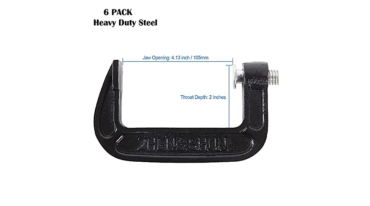 6 PCS Heavy Duty C-Clamps for Woodworking & Welding