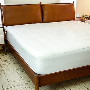EMMA + OLIVER Twin Size Fitted Mattress Pad - 8"-21" Deep Pocket Fitted Quilted Topper - Breathable Cotton Top