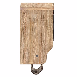 Merrick Lane Enid Wall Mount 24 Inch Solid Pine Wood Storage Rack with Upper Shelf, Hooks, and Wire Baskets for Living Room, Kitchen, or Entryway in Rustic Brown