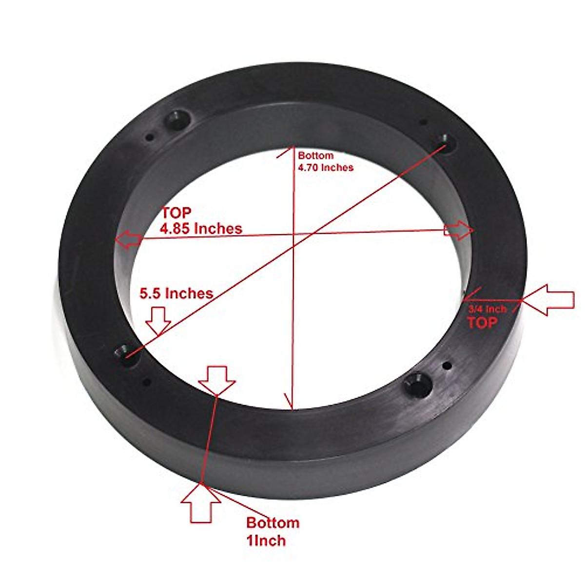 2 Pack Black Plastic 1" Depth Ring Adapter Spacer for 5.25"- 6" Car Speaker USA