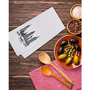 UINHMOP 16''x24'' New York City Soft and Absorbent Kitchen Towels Dishcloths Hand Towels,Funny Decorative Dish Towels for Kitchen,Sweet Housewarming Gift