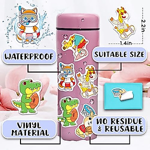 WAKEMOODEI 200PCS Cute Sports Animal Stickers for Kids, Kawaii Animal Stickers for Water Bottles Waterproof Vinyl Stickers Animals Aesthetic Sticker Packs for Girls Boys Teens