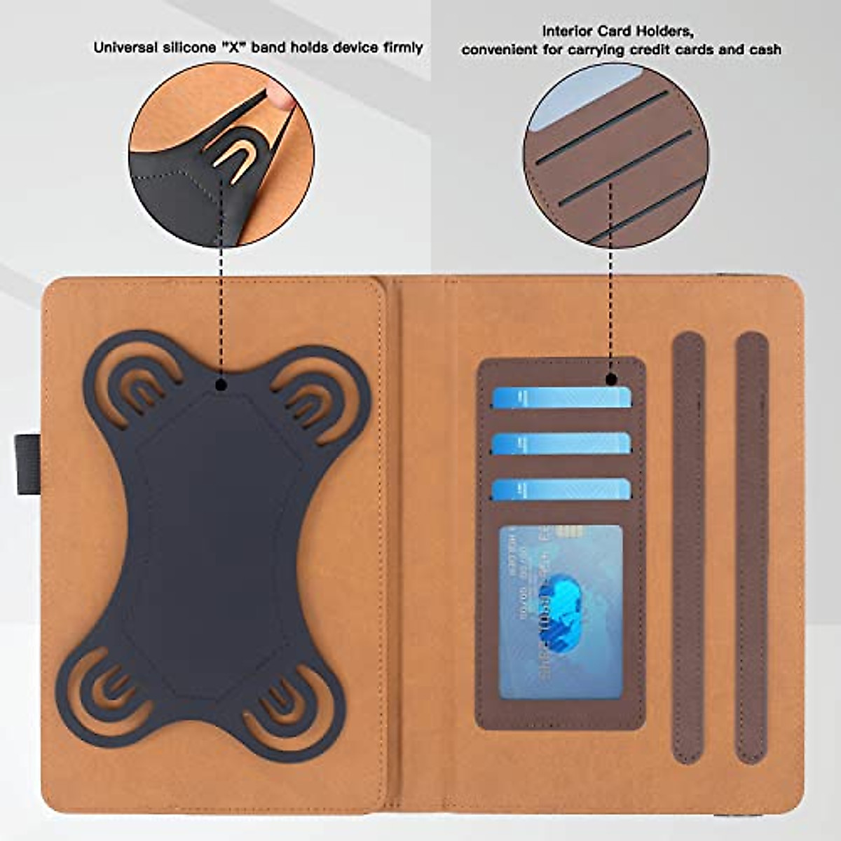 Frankmate 7 inch Tablet Case, Universal Tablet Case for All 6 7 8 Inch Tablets, Leather Protective Cover Stand Folio Case Compatible with iPad Samsung Android Tablets