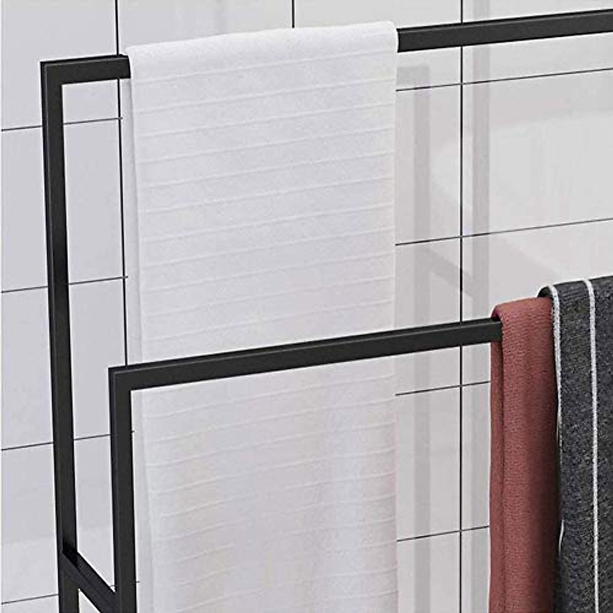 -Shelf Balcony Bathroom Freestanding Towel Racks Matte,Metal Stand Alone Hand Towel Holder for Bathroom with Bar Arms,Towel Hanger Bath Organizer Storage/75 * 20 * 110Cm