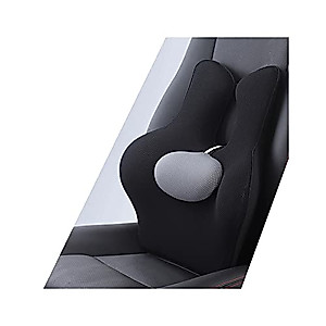 SPICLY Lumbar Pillow Lumbar Support Pad Office Chair Back Pain Pillow Memory Foam Posture Correction Car Supplies Seat Cushion (Color : Black)
