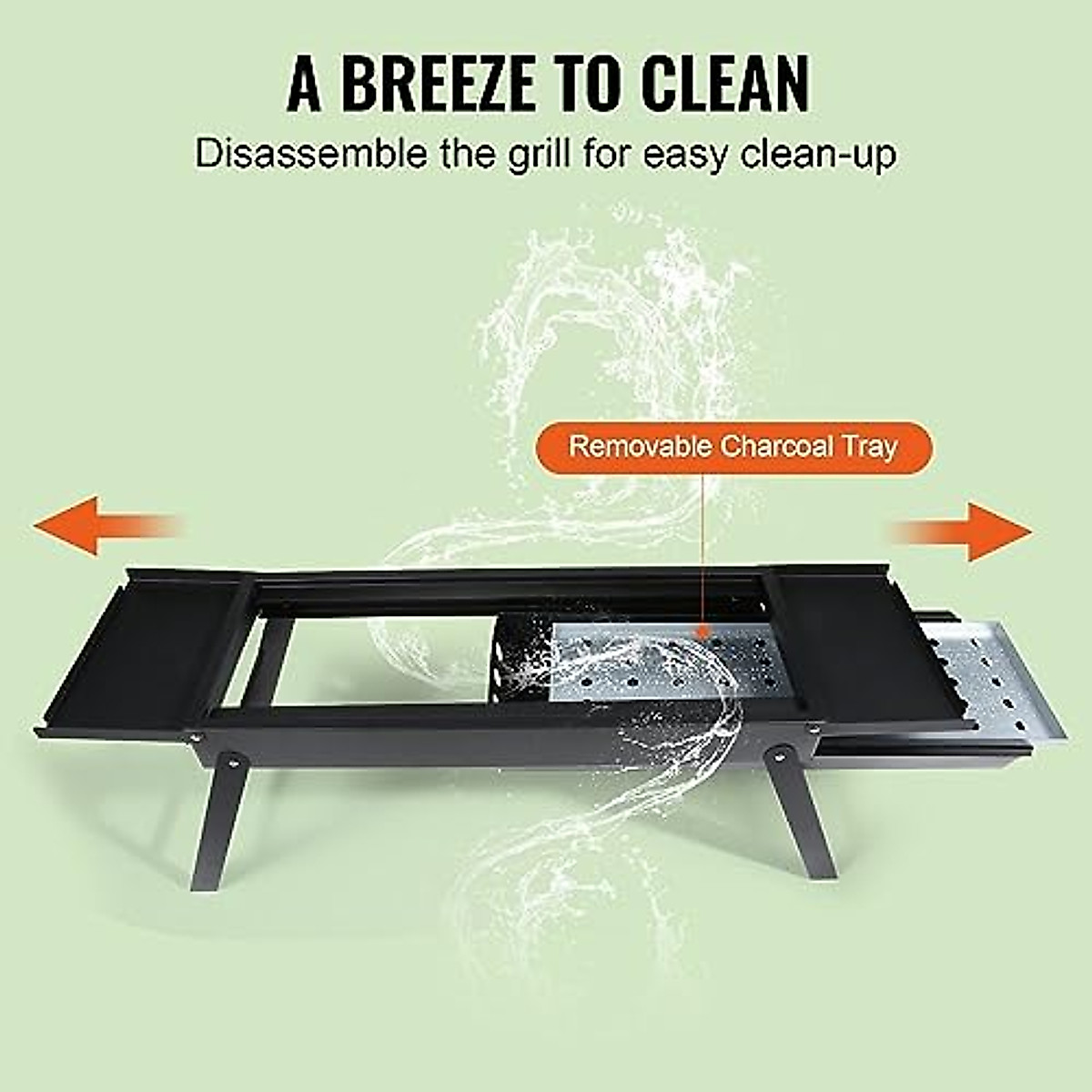 WACTO Portable Charcoal Grill, Flat Top Propane Gas Grills, Compact Foldable BBQ Grill, Heavy Duty Steel, Mini Smoker for Travel, Outdoor Cooking, Barbecue Camping, Picnic, Patio - Black