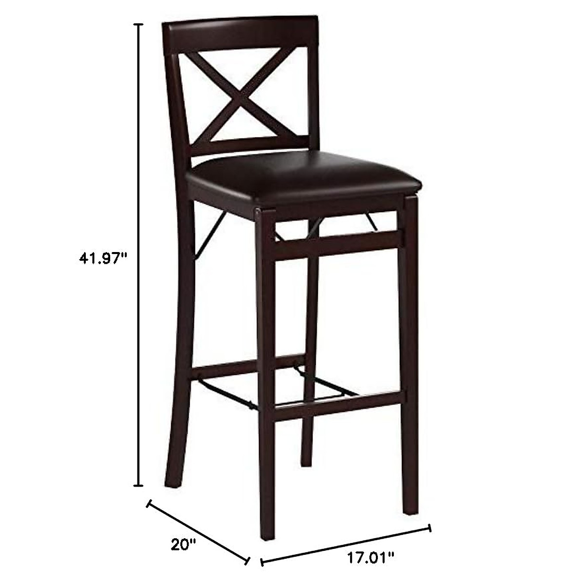 Linon Triena X Back Folding Bar Stool, Brown