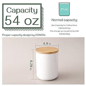 DOWAN Kitchen Canisters, 54 Oz Ceramic Jar, Coffee Storage Container with Airtight Lid, Countertop Ceramic Canisters for Flour, Sugar, Bean, Spices, Snacks, Nuts, Cookie, Farmhouse Kitchen Decor