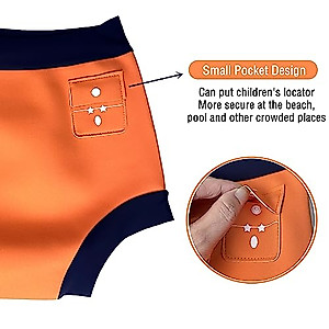 Reusable Swim Diapers for Baby, Leakproof Cloth Diapers Cover Washable, Waterproof Little Swimmers Nappy Trunks Infant Pull Ups (S, Orange)