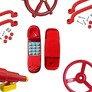 MERIGLARE Playground Equipment Outdoor Playset Steering Wheel Easy to Install Toy Phone Pirate Ship Parts Swingset Attachments for Backyard Kids Gifts