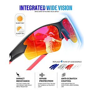KALIYADI Sports Sunglasses for Men, Polarized Sun Glasses for Men Women Youth Baseball Softball with UV Protection
