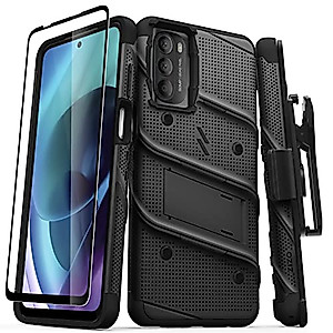 ZIZO Bolt Bundle for Moto g Stylus 2022 Case with Screen Protector Kickstand Holster Lanyard - Black