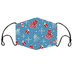 PENATE 1Pcs Kids Cool Mouth C-Over Christmas Printed Facemasks Washable and Reusable Face Bandanas +2PC Filters