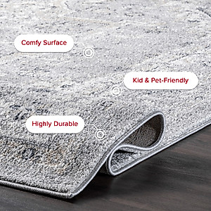 nuLOOM Gena Medallion 13x15 Area Rug for Living Room Bedroom Dining Room Kitchen, Light Grey/Ivory