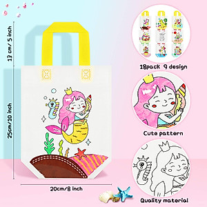 18 Pieces Coloring Goodie Bags Reusable Party Favor Bags Graffiti Goodie Bags Color Your Own Art Goodie Bags for Birthday Party Celebration Tea Party Wedding DIY Crafts