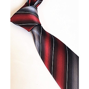 Men's Deep Red Grey Black Party Ties Elegant Formal Prom Ball Neckties for Youth