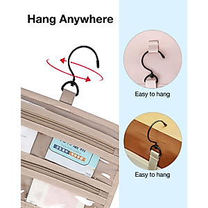 BAGSMART Toiletry Bag Hanging Travel Makeup Organizer with TSA Approved Transparent Cosmetic Bag Makeup Bag for Full Sized Toiletries, Large-Blck