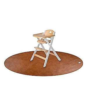 Linkidea Vegan Leather Splat Mat for Under High Chair Floor Protector for Kids, Reusable Infant High Chair Mat Food Splash Spill Mats, Portable Picnic Blanket Outdoor Mat (Brown)