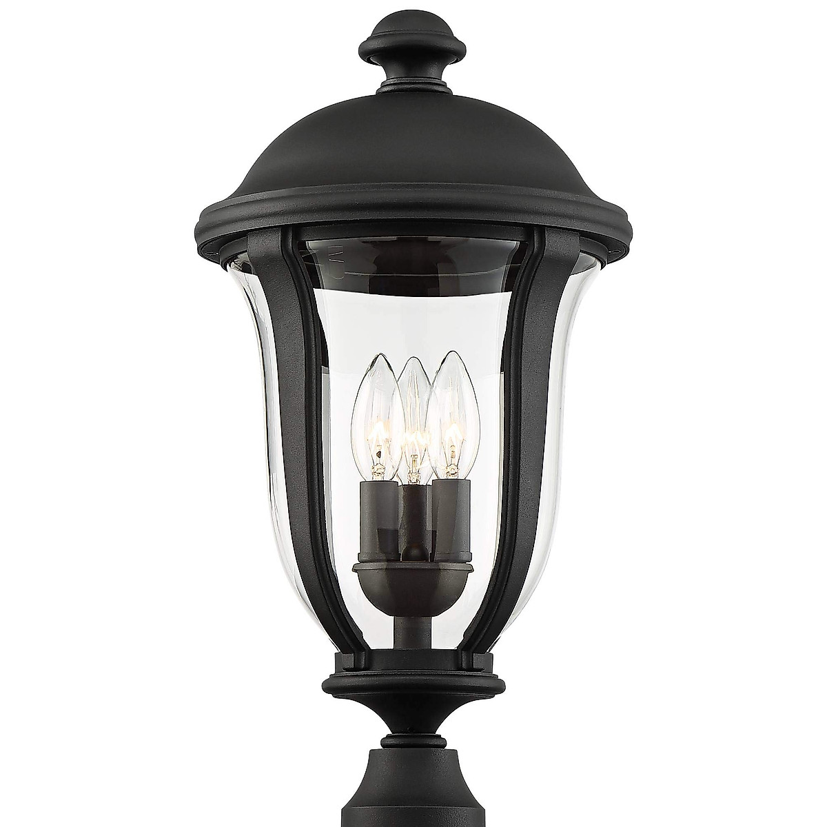 Park Sienna Traditional Post Light Fixture Black 20" Clear Glass Outdoor Decoration for Exterior House Porch Patio Outside Deck Garage Yard Garden Driveway Home Lawn Walkway - John Timberland