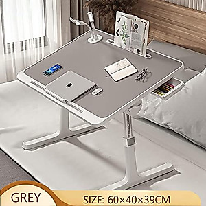 Adjustable Laptop Desk Tray for Bed, Foldable Lap Desks Bed Tables, with USB Charge Port Storage Drawer, Computer Lap Table for Eating Writing Painting Gaming