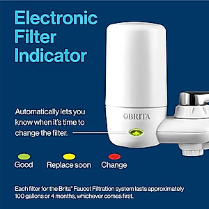 Brita Faucet Mount System, Water Faucet Filtration System with Filter Change Reminder, Reduces Lead, Made Without BPA, Fits Standard Faucets Only, Elite Advanced, White, Includes 2 Replacement Filters