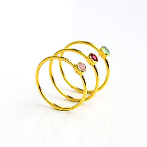 Tiny Gemstone Stacking Ring, Minimalist Dainty Thin Ring Band, Simple Stackable Birthstone Ring, January Birthstone Ring, Dainty January Birthstone Jewelry (Garnet)