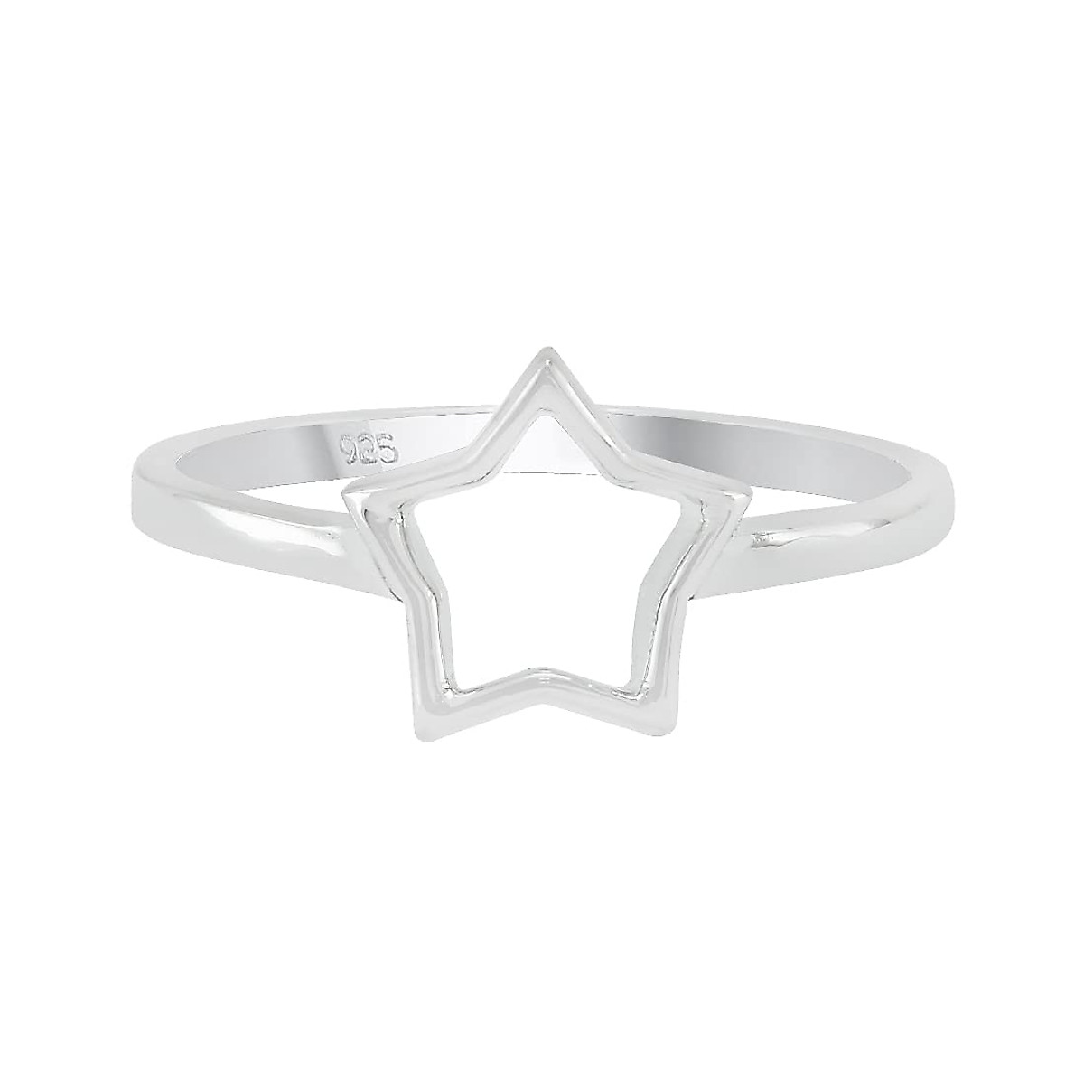 TISHAVI Star Shape Sterling Silver Ring, Size 9, 925 Silver Ring