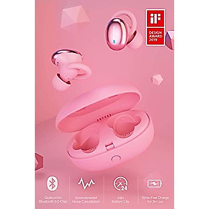 1MORE Stylish True Wireless in-Ear Headphones - Bluetooth - 6.5 Hours of Battery - 15-Minute Quick Charge for 3 Hours of Use – Portable Charging Headphone Case Included - Pink (Renewed)