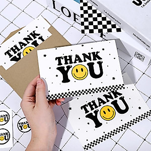 Whaline 20Pcs Thank You Greeting Cards with Envelopes and Stickers One Happy Dude Theme Thank You Cards Perfect for Back to School Wedding Graduation Baby Shower Bridal Shower Birthday Decor