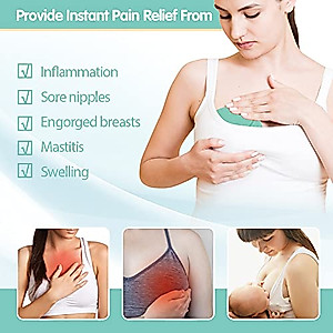 NEWGO Breast Ice Pack for Breast Surgery, 2 Pack Nipple Ice Packs Breastfeeding Ice Packs Reusable for Nursing Mother, Hot Cold Therapy Breast Gel Pack with Washable Cover(Green)